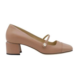 Jimmy Choo London Femme, Chaussures, Beige, Taille: 40 EU Escarpins Elisa avec Empi&egrave;cements en Maille et Talon Bloc