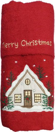 Ricami Fiorentini Baldi Geschenkidee für Weihnachten, Set mit 2 Handtüchern für Gesicht und Gäste, Frottee aus 100 % Baumwolle mit Weihnachtsstickerei, hergestellt in Italien