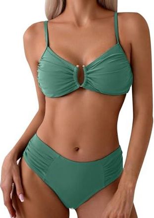 Generic Ensemble bikini pour femme sexy et &eacute;l&eacute;gant - Deux pi&egrave;ces - Col en V - Triangle - Push Up - Bikini - Maillot de bain ventre plat - Haut de bikini - Sou