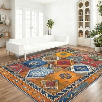Generic Tapis 160 x 230 cm Traditionnel Tribal G&eacute;om&eacute;trique Doux Moelleux Robuste Facile &agrave; Nettoyer Moderne pour Chambre Couloir, Color&eacute;