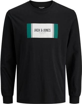 Jack & Jones Tee Jjhayato T-Shirt Ls Crew Neck BTS, Noir, L Hommes