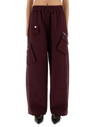 Ganni Recycled Polyester Twill Trousers - Bordeaux