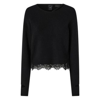 Pinko L&auml;ssiges schwarzes Sweatshirt aus Wollmischung - - Knitwear - Damen - Schwarzk - L