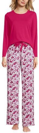 Lands End Gemustertes Pyjama-Set aus Baumwoll-Jersey, Damen, Gr&ouml;&szlig;e:36-38 regular, Pink, Elasthan/Baumwoll-Mischung, by Lands End