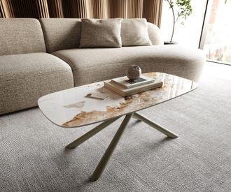 DELIFE Couchtisch Edge Boot 100x50 cm Keramik Minas Melange Sarity Metall Effektfinish Titan, Couchtische