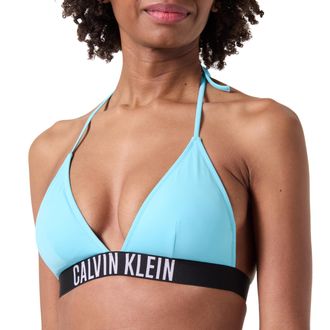 Calvin Klein Damen Bikini Oberteil Triangel Triangle Nylon Vorgeformte K&ouml;rbchen, Blau (Blue Punch), XL