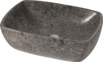 Mendler Marmor-Waschbecken HWC-M77, Aufsatzwaschbecken Waschtisch Waschplatz Waschschale Badezimmer, Naturstein 15x51x36cm, grau