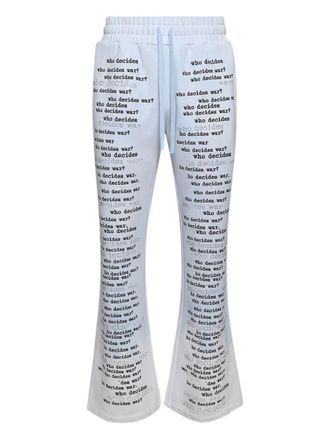 Who Decides War by Ev Bravado Ausgestellte Hose mit Text-Print - Blau