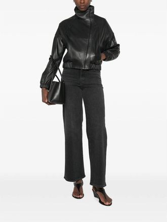 Vince Lambskin Bomber Jacket - Black