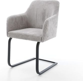 DELIFE Freischwinger Greg-Flex Cord Silbergrau Freischwinger flach Schwarz Taschenfederkern, Esszimmerstühle