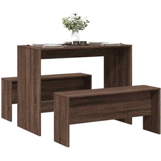vidaXL Ensemble table &agrave; manger et bancs 3 pcs bois ding&eacute;nierie - Vidaxl