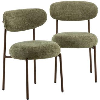 Made In Meubles Chaise en tissu vert et m&eacute;tal effet bois Kanoa (lot de 2)