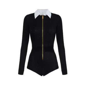 Elisabetta Franchi Femme, Combinaisons et Ensembles, Noir, Taille: 36 FR Combinaison en Maille avec Sequins