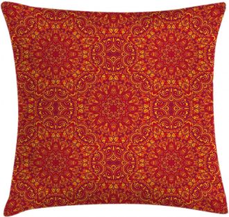 Abakuhaus Mandala Kissenbezug, orientalisch, Wasser und Schmutz resistent Stoff Digital Druck Für den Innen oder Außen Bereich, 50 x 50 cm, Lila Senf orange