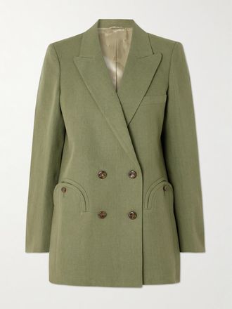 Blaz&eacute; Milano Blazer &Agrave; Double Boutonnage En Lin Midday Sun - Vert