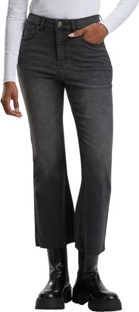 Urban Classics Ladies Cropped Flared Denim Pants Black Washed, 28