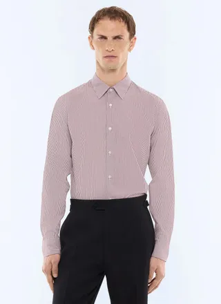 Fursac Chemise &agrave; rayures en popeline de coton - Taille 38 - Homme