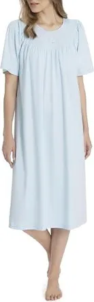 CALIDA Calida Soft Cotton Chemise de Nuit à Manches Courtes, Longueur 110cm Dames, en 100% Coton, avec Passepoil en Satin légèrement Brillant