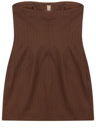 Jean Paul Gaultier Striped Virgin Wool Mini Dress - Brown