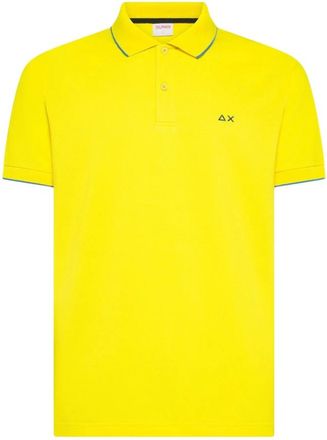 Sun 68 Homme, Tops, Jaune, Taille: 2XL Polo Small Stripe on Collar S/S