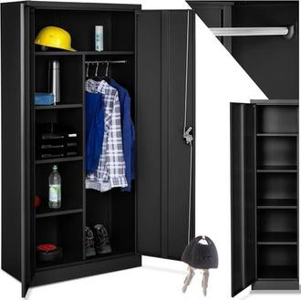 TecTake Armoire Casier de Rangement Vestiaire Bureau en Metal 180x80x40cm avec 2 Portes verrouillables, 6 étagères de Rangement, Armoire avec Serrure Mobilier