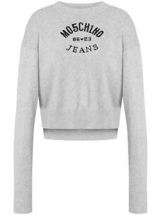Moschino Pullover mit Intarsien-Logo - Grau