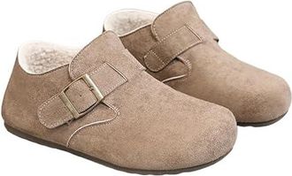 Generic Large Taille Chaussons Femme Hiver Doux, Bride R&eacute;glable Slip-on Mules, Mini Bottines Chaussures De Neige en Daim Chaussons De Maison Patate pour Int&eacute;r