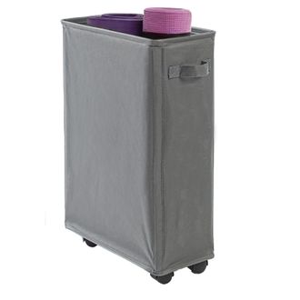 Generico Faltbarer W&auml;schekorb: Platzsparender, faltbarer W&auml;schekorb mit R&auml;dern mit Griff, langlebiger Organizer, schmaler und leichter Beh&auml;lter f&uuml;r Haushaltsge