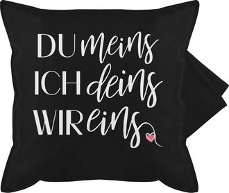 Shirtracer Kissenbezug - Valentinstag Partner Kissen Ideen - Du meins Ich deins Wir eins - 50 x 50 cm - Schwarz - Spruch Liebe liebes Geschenk walentinstag kusch