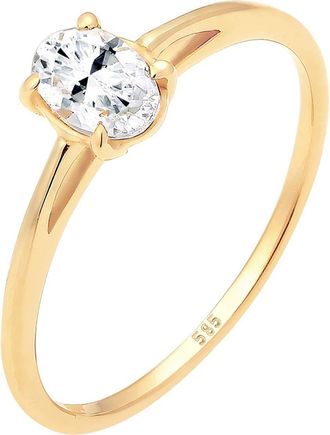Elli PREMIUM Ring Damen Verlobungsring Valentin Liebe Topas in 585 Gelbgold
