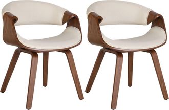 Clp 2er Set Esszimmerstuhl Foley Mit Kunstleder- Oder Stoffbezug I Küchenstuhl Mit Armlehne Und Holzgestell, Farbe:Eiche/Creme, Material:Stoff