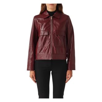 Max Mara Femme, Vestes, Rouge, Taille: 36 FR Veste en cuir