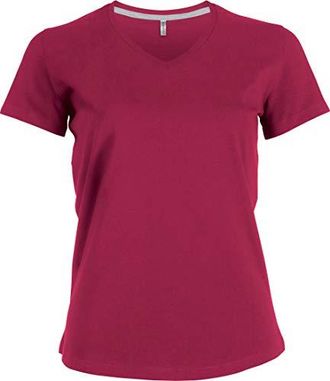 Kariban T-Shirt COL V Manches Courtes Femme - Fuchsia, M, Femme