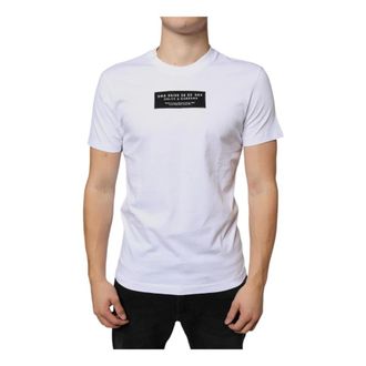 Dolce & Gabbana Wei&szlig;e Baumwolllogo-Applikation T-Shirt - - Tops - Herren - Wei&szlig; - S