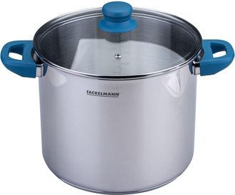 Fackelmann Fackelmann Suppentopf Essential, &Oslash; 24 cm, 9L, Hochwertiger Edelstahl, ergonomische Bakelit-Griffe, f&uuml;r alle Herdarten geeignet, Blau