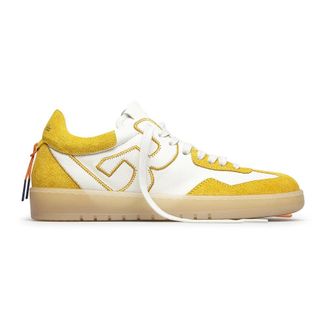 Barracuda Vintage Leder Sneakers Wei&szlig; Gelb - - Shoes - Damen - Gelb - 37 EU