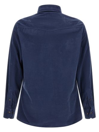 Brunello Cucinelli Corduroy Western Shirt - Navy