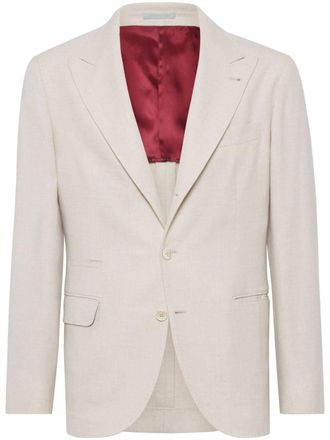 Brunello Cucinelli blazer en laine &agrave; simple boutonnage - Tons neutres
