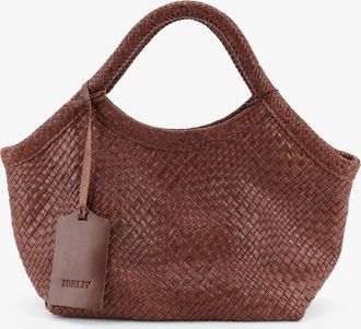 Ibeliv Pure Medium vegetable-tanned leather handbag with a woven pattern - IBELIV - gender_Woman