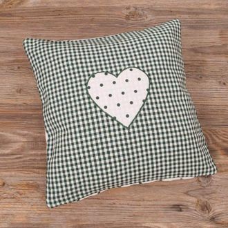 Matches 21 Kissenbezug in 30x30 cm für Deko-Kissen Sofa-Kissen - Baumwolle Kissenhülle LISE Landhaus-Stil grün-weiß kariert - Waschbarer Reißverschluss Zierkisse