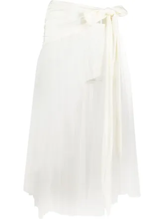 Philosophy di Lorenzo Serafini jupe asym&eacute;trique drap&eacute;e &agrave; fermeture nou&eacute;e - Blanc