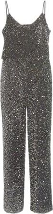Vila Vila Neck S/L Sequin Jumpsuit/Vol Vifaith Combinaison à col en V S/L à Paillettes, Argent (Silver), XS Femme