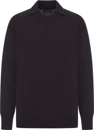 Roberto Collina Homme, Pulls, Noir, Taille: L Polo en Laine et Cachemire