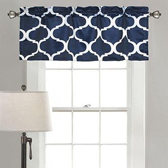 Lush D&eacute;cor Valance, 18 x 52, Navy Geo Volant, 45,7 x 132,1 cm, Marineblau, Polyester, W 18 x L 52 (1 Panels)