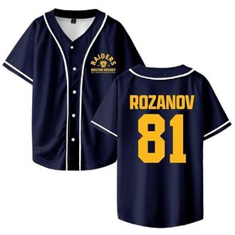 Generic Heated Rivalry Rozanov 81 Merch Baseball Jersey Shirt Col V Unisexe Manches Courtes Streetwear V&ecirc;tements, bleu marine, M