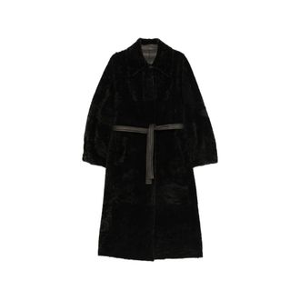 BLANCHA Lammfellmantel mit G&uuml;rtel - - Coats - Damen - Braun - XS