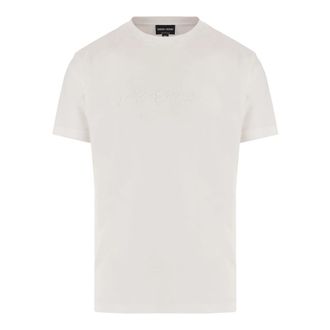 Giorgio Armani Pure Cotton Interlock Signature Logo T-Shirt - - Tops - Herren - Wei&szlig; - XL