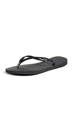 Havaianas Womens Slim Flip Flops Sandals - Black, 7/8