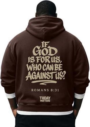 Generic Sweats &agrave; capuche chr&eacute;tiens pour hommes | If God Is For Us Who Can Be Against Us, sweats &agrave; capuche d&eacute;contract&eacute;s vintage &agrave; manches longues, pour les voy
