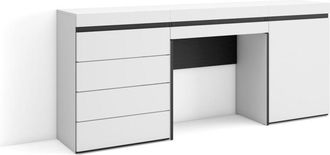 Skraut Home Schminktisch, Frisiertisch mit Stauraum, 177x75x35 cm, mit Schublade, Kommode mit Schubladen, Moderner Stil, Wei&szlig; - Skraut Home